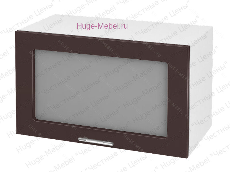 Горизонтальный кухонный стеклянный шкаф 600 Ксения (шоколад) Huge Mebel . Ширина 600 Высота 358. Кухонные шкафы