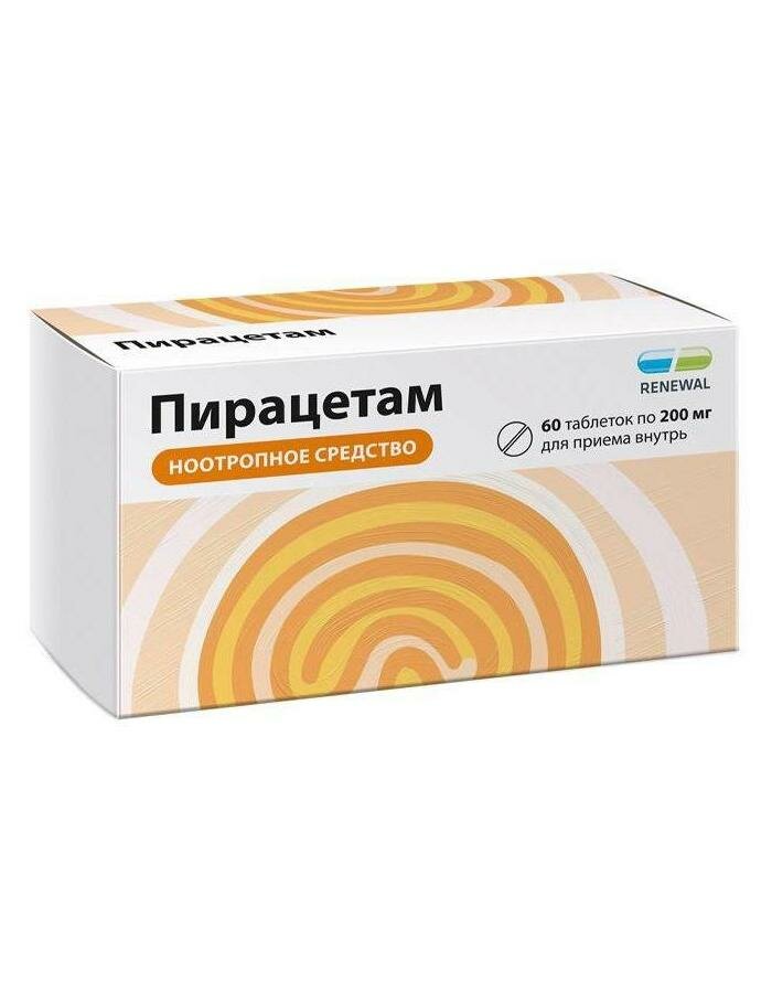 Пирацетам, таблетки покрыт. плен. об. 200 мг, 60 шт.