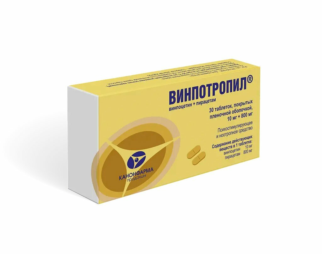 Винпотропил таблетки покрыт. плен. об. 10 мг+800 мг 30 шт