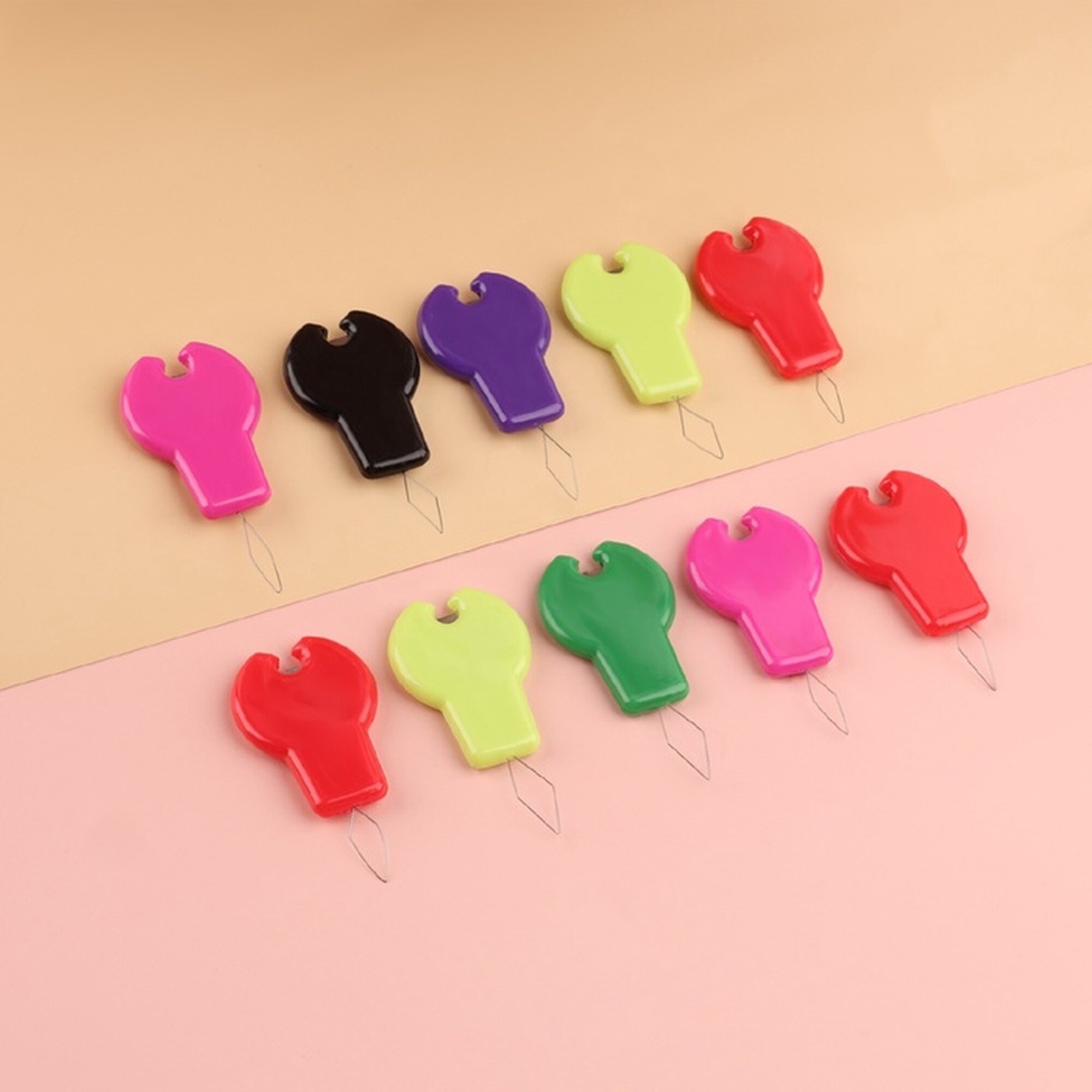 Нитевдеватель Арт Узор, с лезвием, металл, пластик, 10 штук, разноцветный