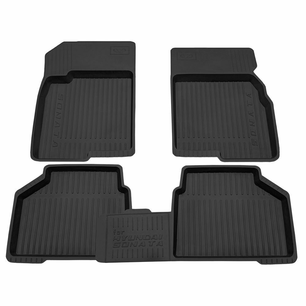 Коврик салонный резиновый (черный) для Hyundai Sonata (04-10) (Борт 4см)