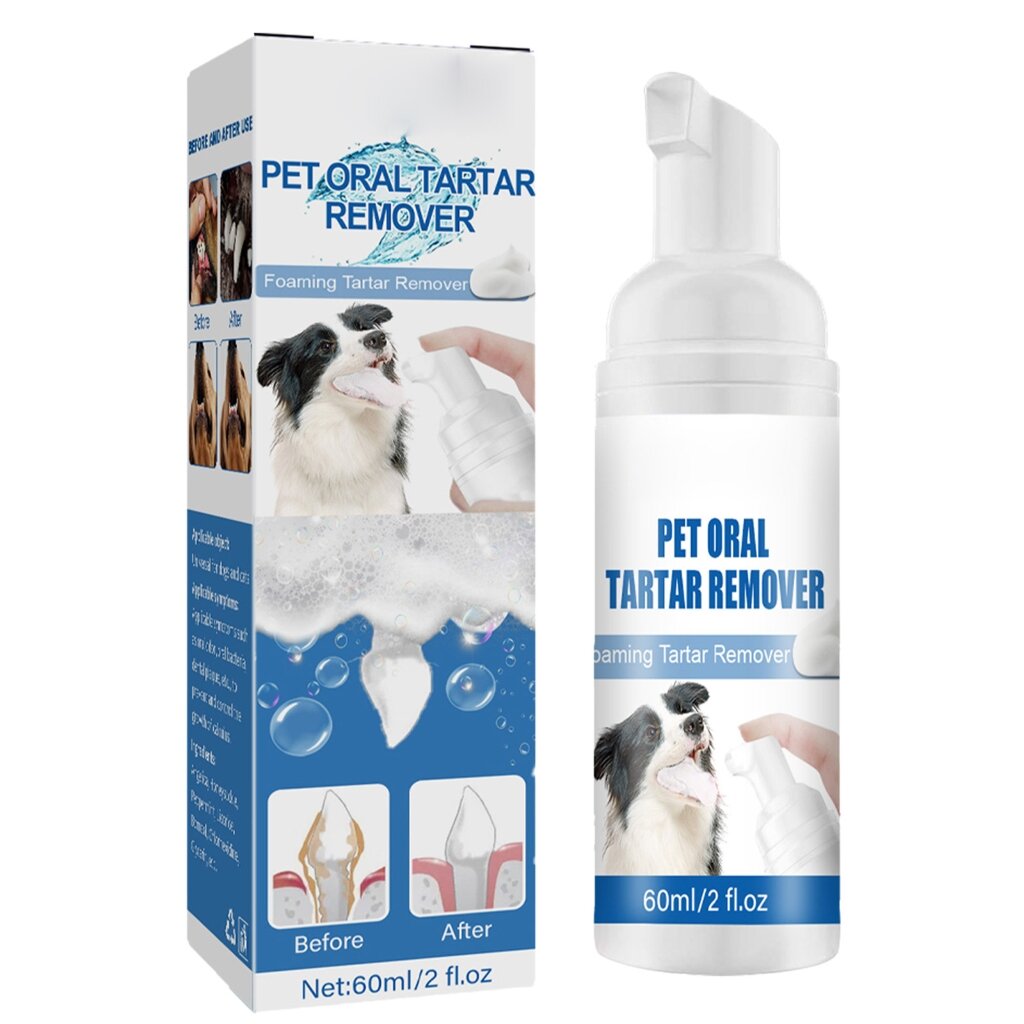 Освежитель дыхания для собак, Средство Для Удаления Зубного камня, Устраняет Неприятный запах изо Рта, Предотвращает Заболевания полости рта у Собак и кошек, Пена Для Чистки зубов 60 мл