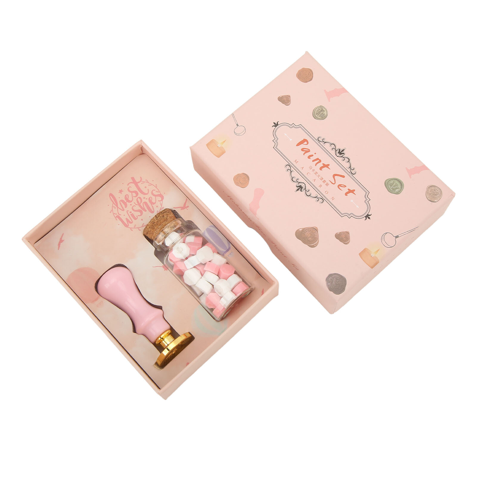 Набор восковых штампов в стиле ретро, изысканный DIY ремесленный штамп, конверт для ручного счета, письмо, огненная краска, набор сургучов, украшение розовый