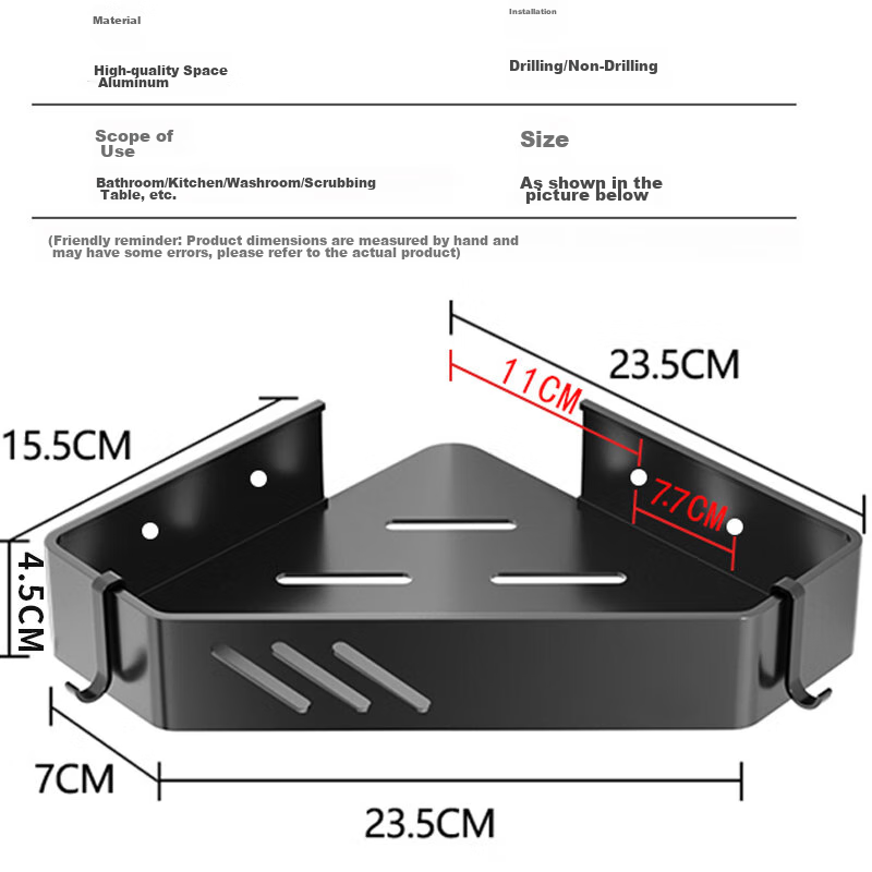 Thickened space aluminum bathroom rack without punching tripod bathroom toilet corner rack
