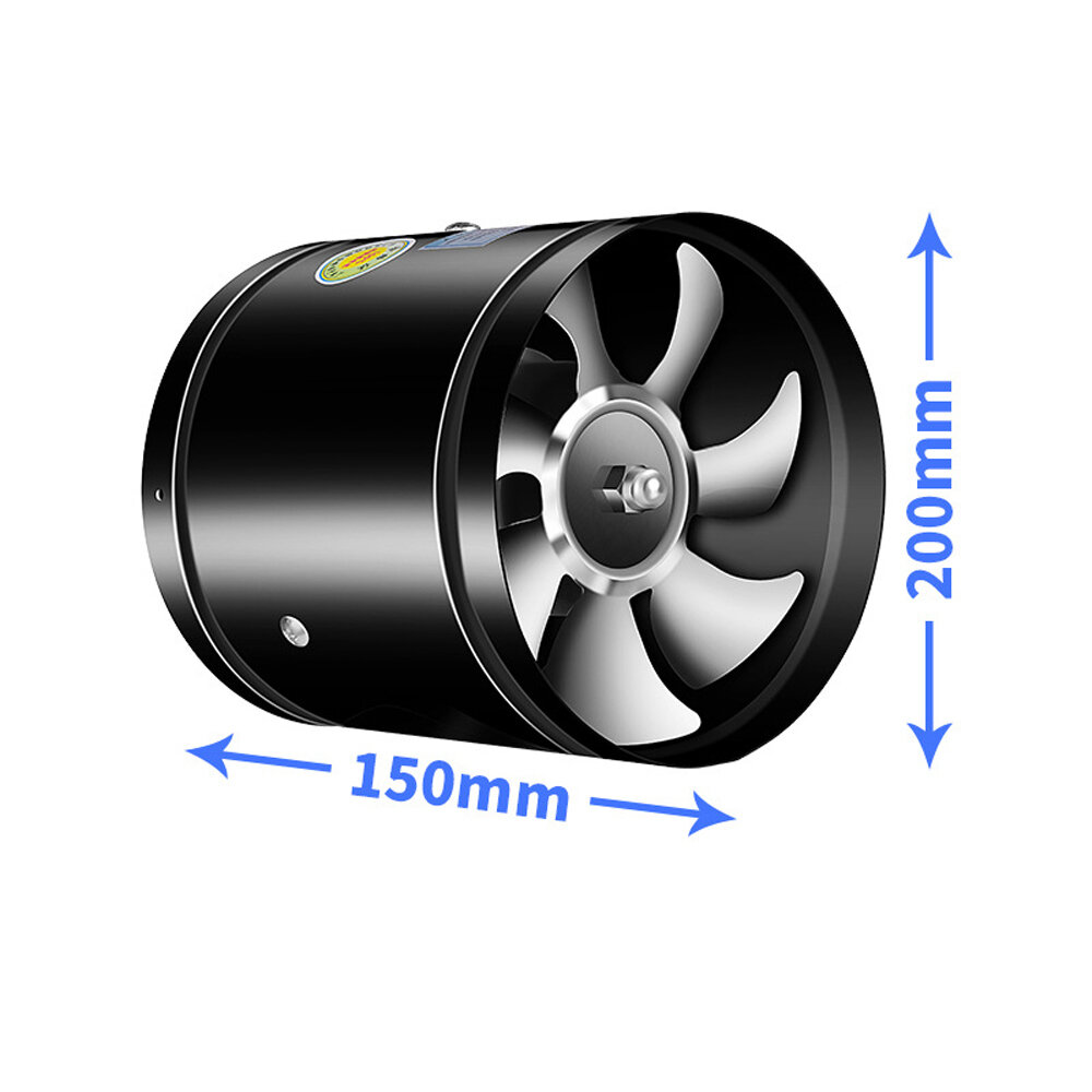Round Inline Booster Duct Fan Exhaust Ventilation Fan Low Noise Metal Black 4 Inch 6 Inch 8 Inch 2800 RPM 174 CFM для кухонь ванных ресторанов супермаркетов