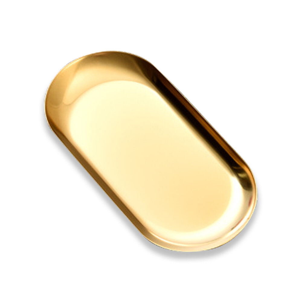 Десертная тарелка Обеденная тарелка Золотая / серебряная нержавеющая сталь Многофункциональная металлическая эллиптическая тарелка Для дома, отеля, кемпинга, вечеринок на открытом воздухе