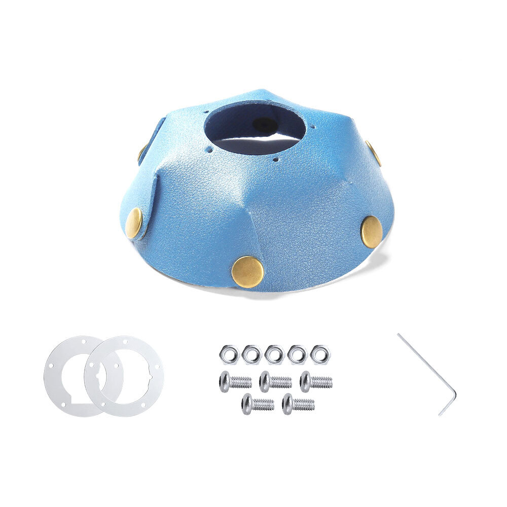 Абажур для лампы Vintage LED защитный кожаный PU для кемпинга совместимый с Goalzero и Ledlenser ML4, цвета хакки, черный, синий, размер 110*40мм, вес 32г, в комплект входят 1 абажур, 2 железных листа, 5 винтов, 5 гаек, 1 гаечный ключ