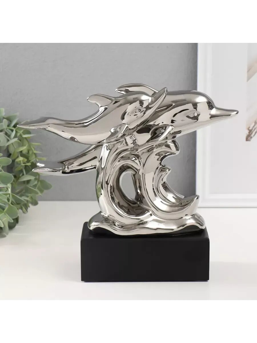 Сувенир "Дельфины на волнах" серебро