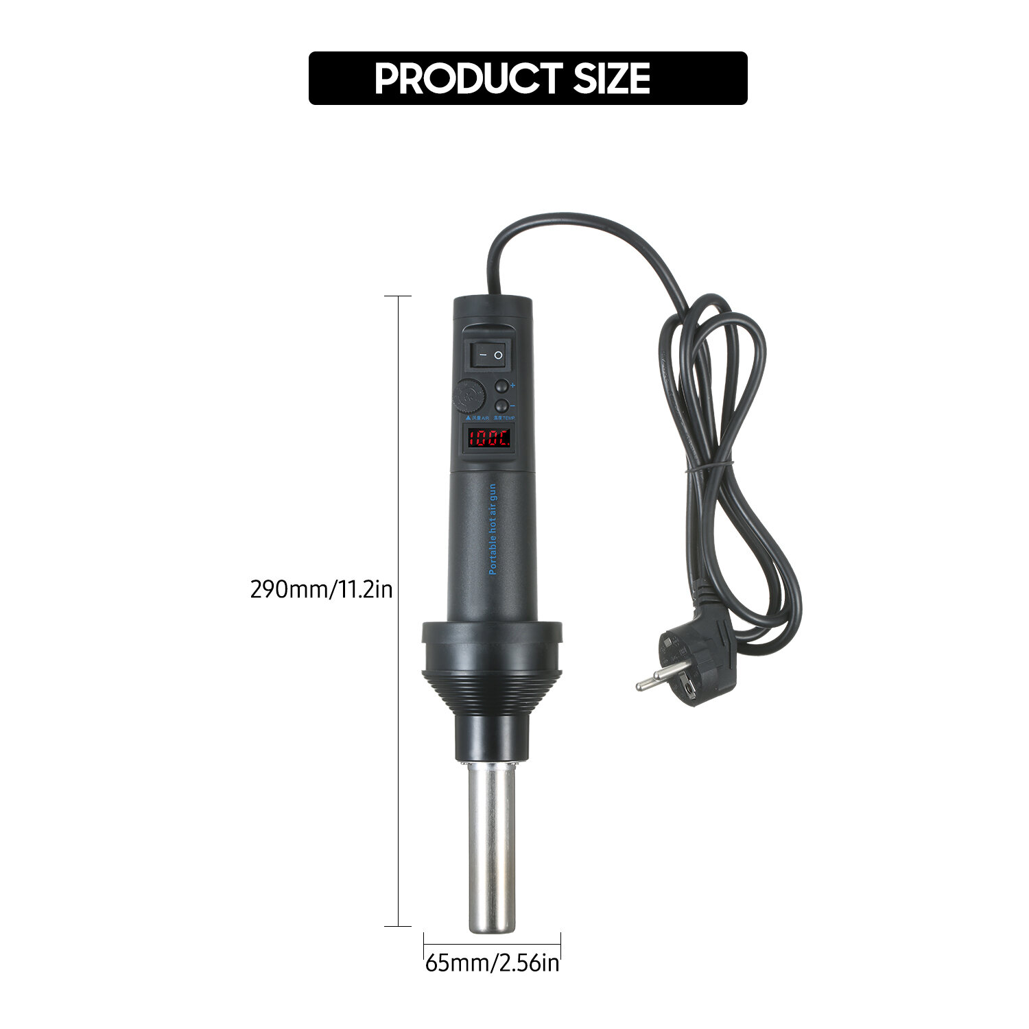 Мини тепловая пушка 420Вт, цифровая регулировка температуры/воздуха, для DIY.