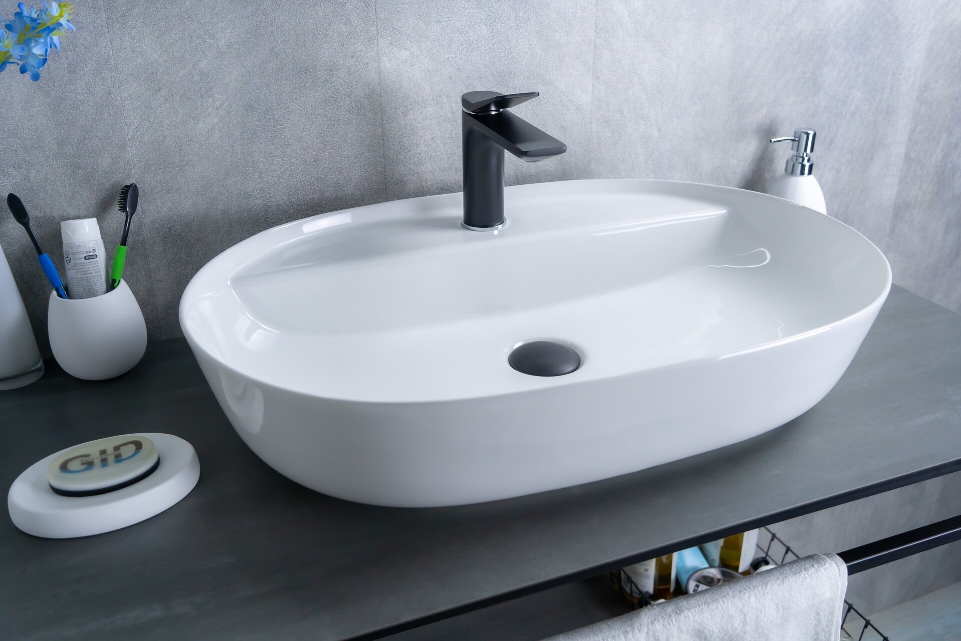 Раковина Gid D1346 51194 накладная белая 61x41x14