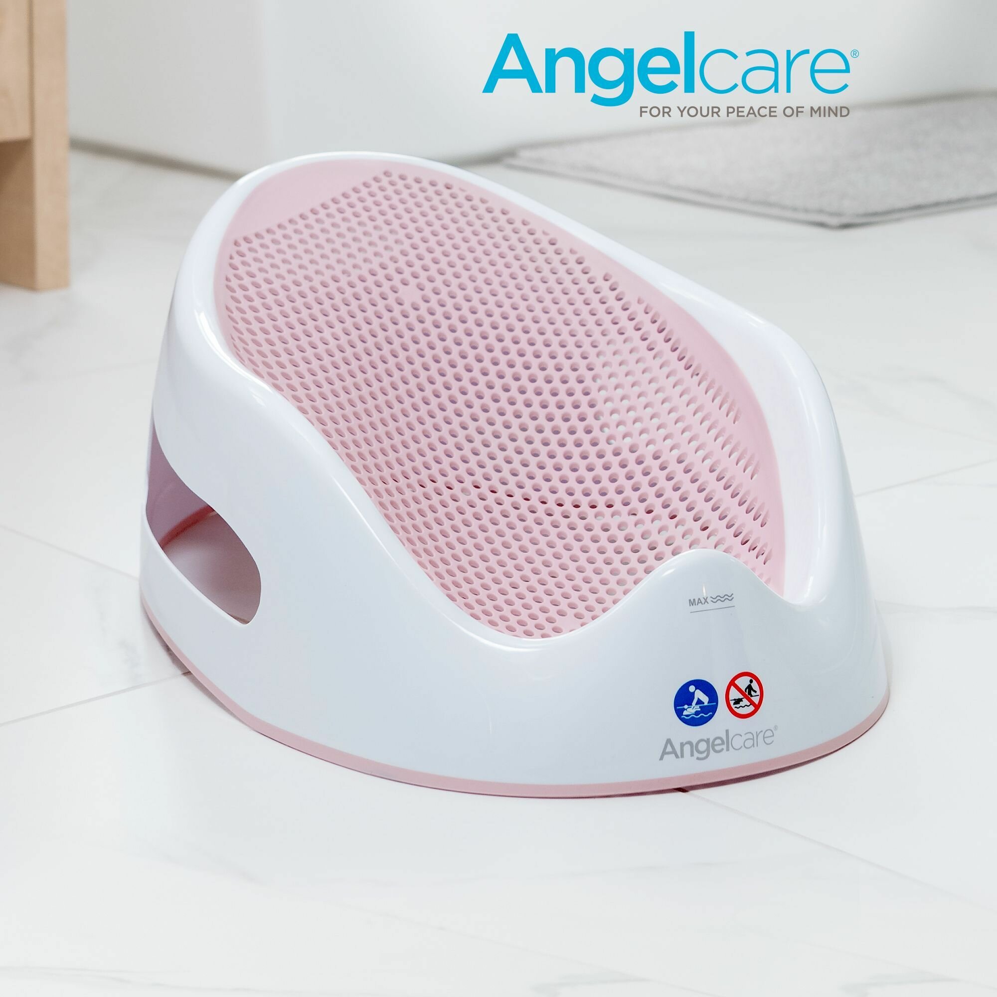 Горка для купания "Angelcare", силикон, антискользящая, бледно-розовая