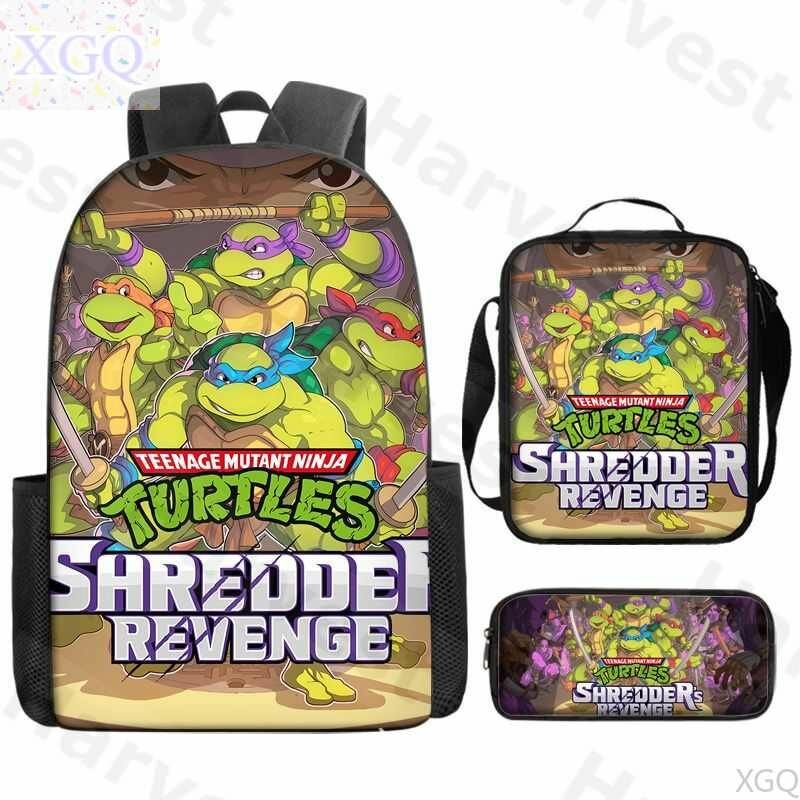 Рюкзак черепашек-ниндзя-подростков-мутантов, сумка для ланча, пенал-комбинированный набор из трех предметовXGQ