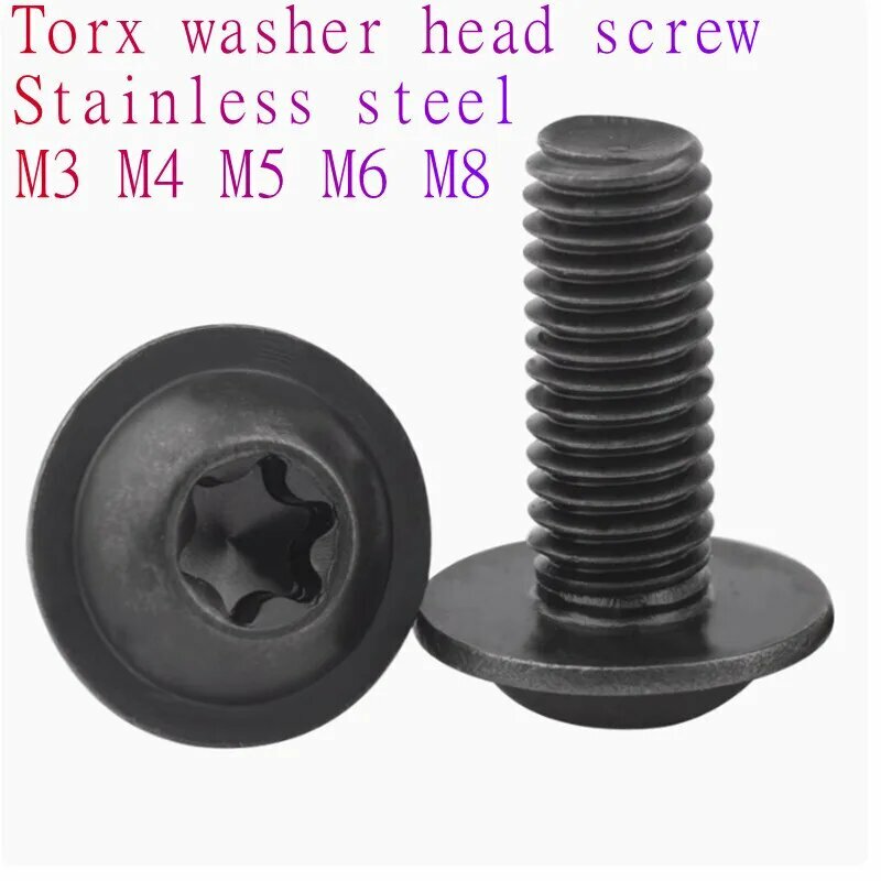 Винты Torx HZYUEGOU из нержавейки M4 M5 M6 M8 черные M6 10PCS, X 16mm