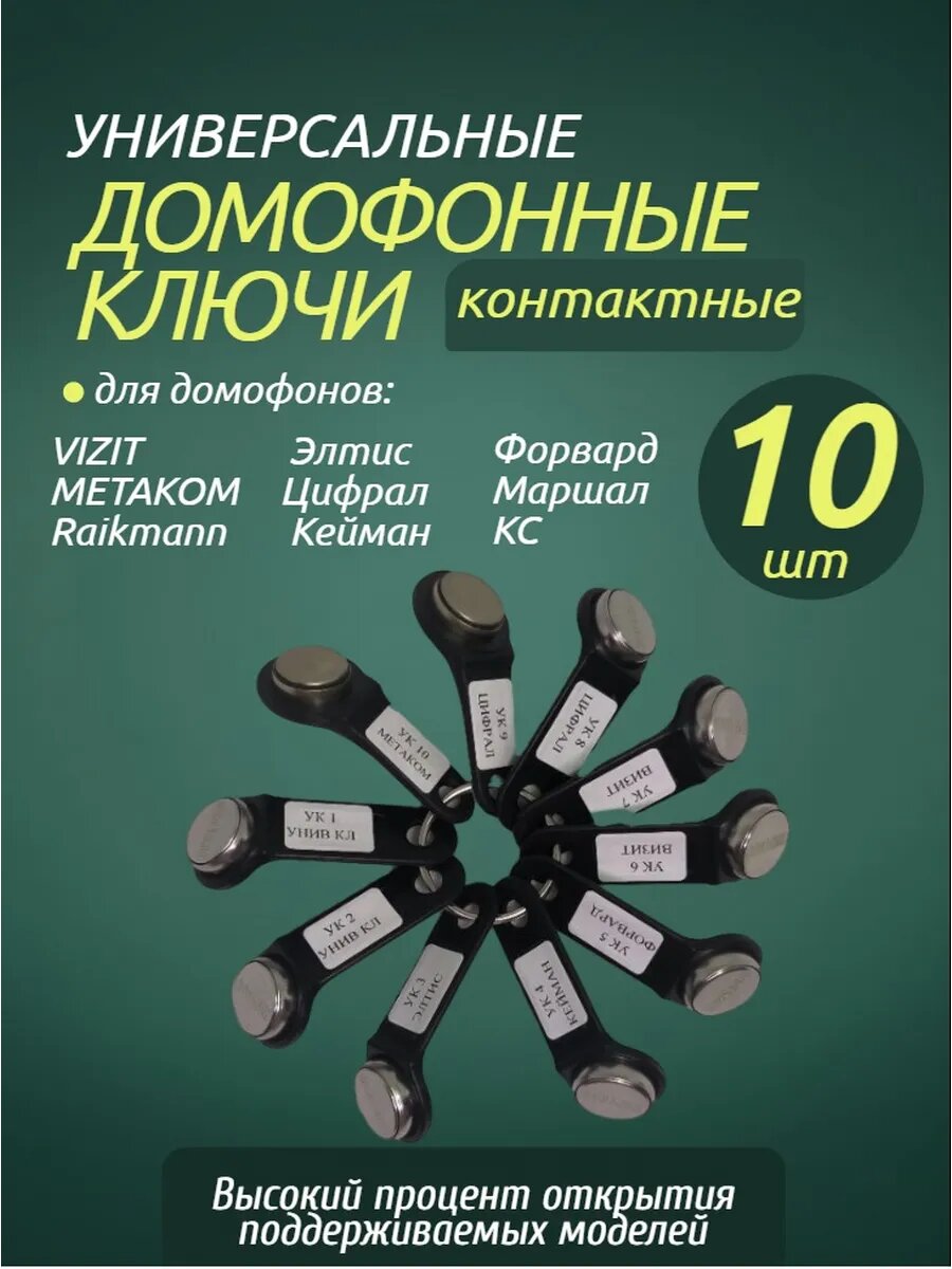 Универсальные "вездеходы" ключи для домофонов контактные ТМ 10 штук