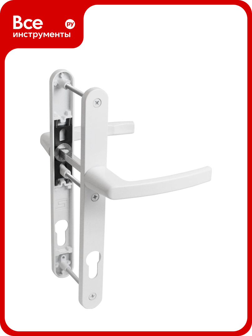 Комплект ручек булат РФ 92.25.02.9016 урал белая с пружин. м/о 92, "под пальчики" для узкопроф. 15992, 76 мм