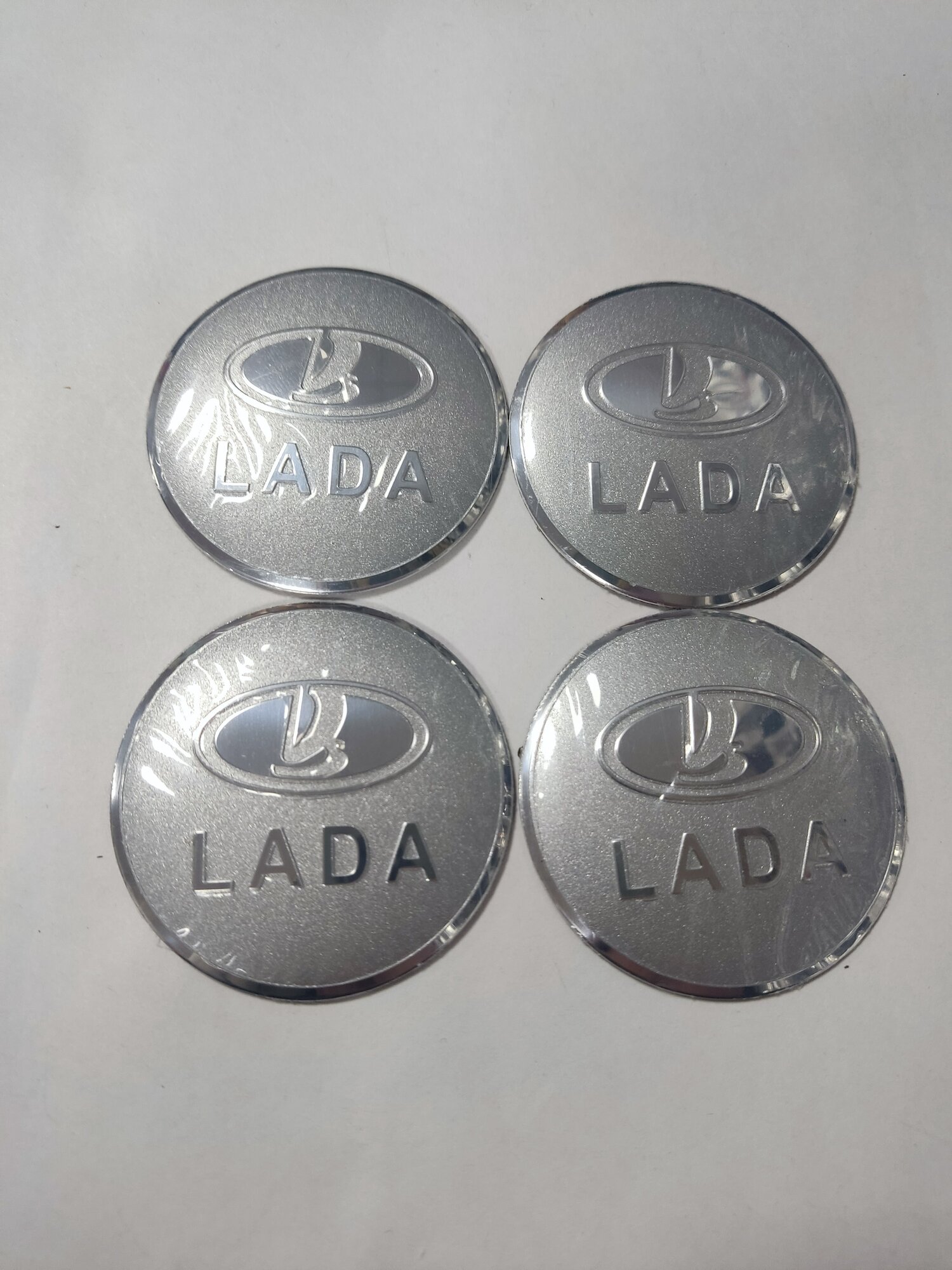 Наклейки на литые диски LADA, хром, металоматериал, самоклеящиеся, 56х56 мм, 4 шт