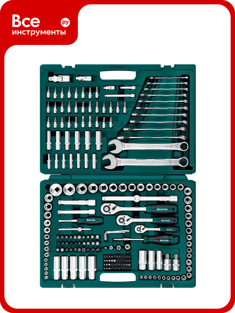 Универсальный набор инструмента KRAFTOOL X drive 216 предм. 1/2", для работ с крепежом