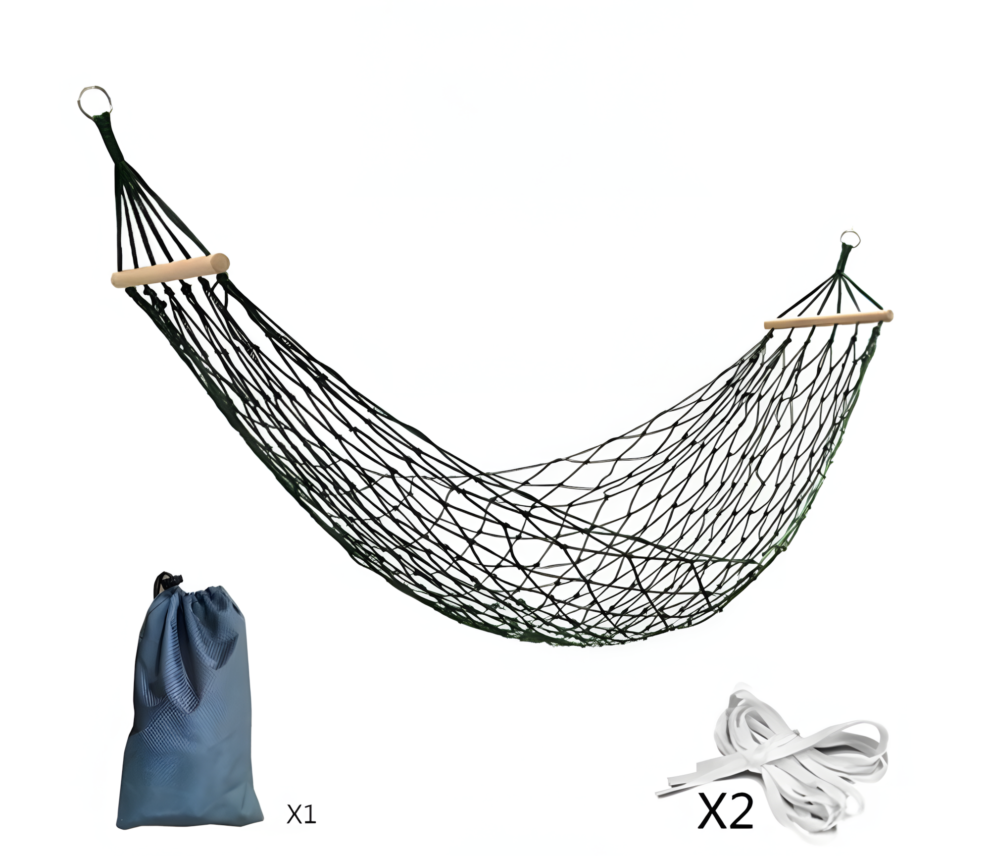 Гамак-сетка с чехлом в комплекте, нейлон, до 120 кг, зеленый