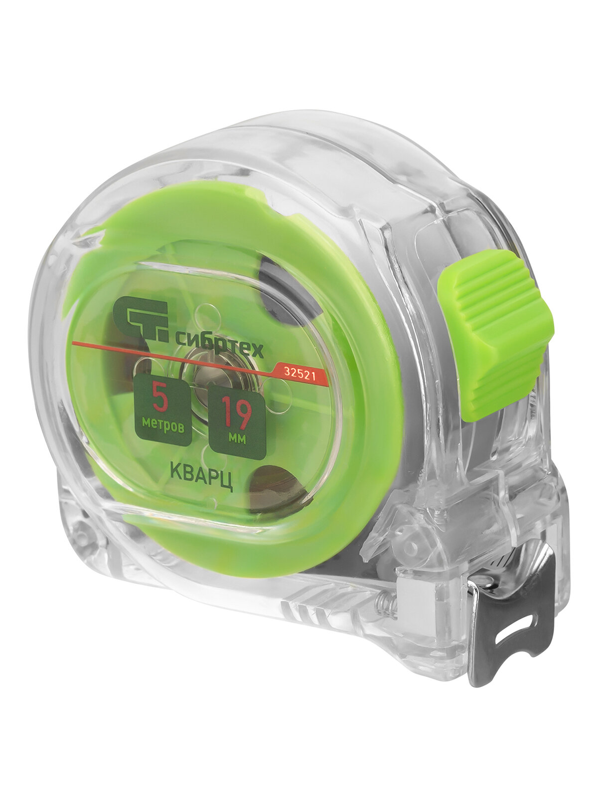 Рулетка Сибртех Кварц прозрачный корпус, амортизатор, 3 м х 16 мм 32520