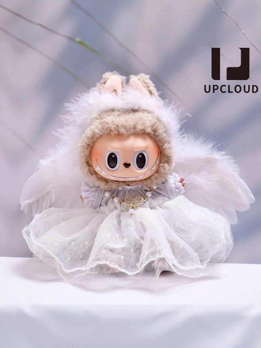 Без кукол)Одежда с подвесками первого и второго поколения labubu/Кружевной костюм с крыльями Ангела и дьявола/UPCLOUD-Белый ангел