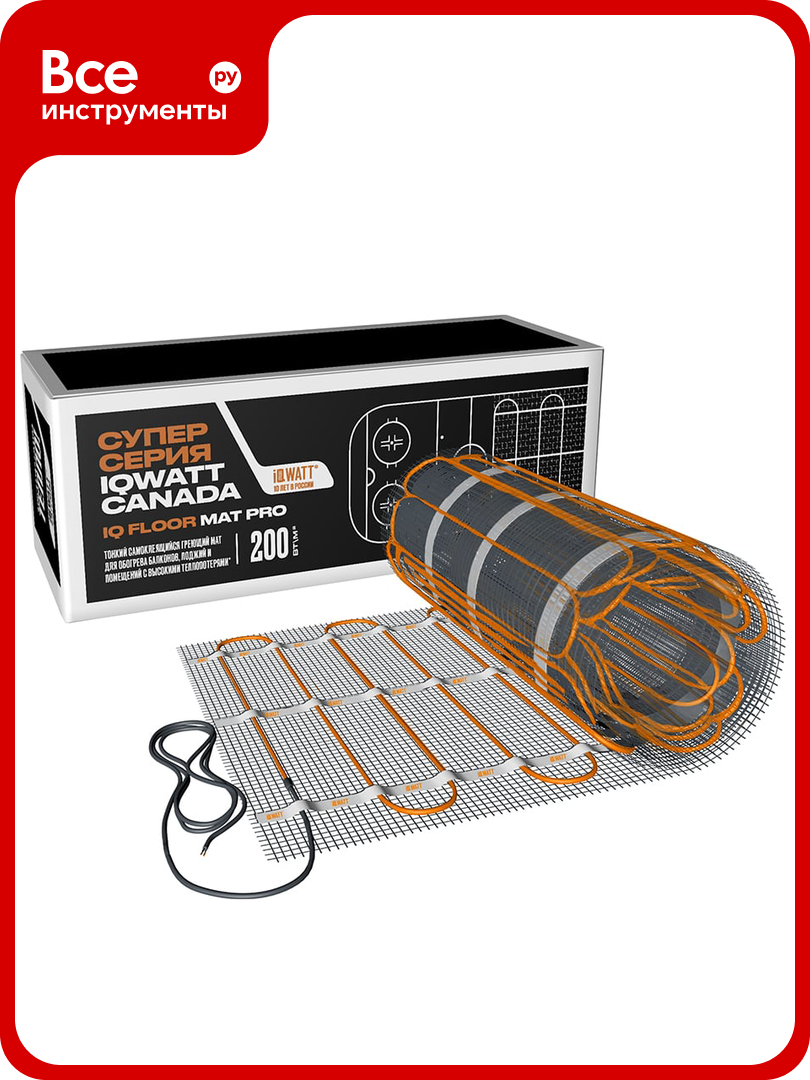 Тонкий самоклеящийся греющий мат IQWATT повышенной мощности для помещений с повышенными теплопотерями IQ FLOOR MAT PRO 1200 Вт - 6,0 м. кв. 2011