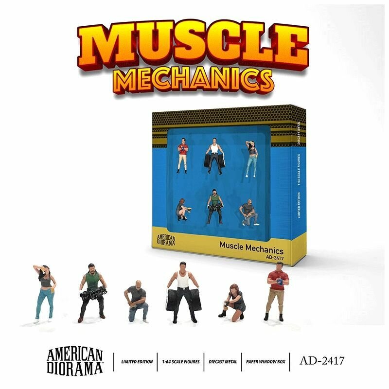 Машинка American Diorama 1:64 Figures - Muscle Mechanics AD-2417 Die-cast Alloy Car Model Collection Display Gift