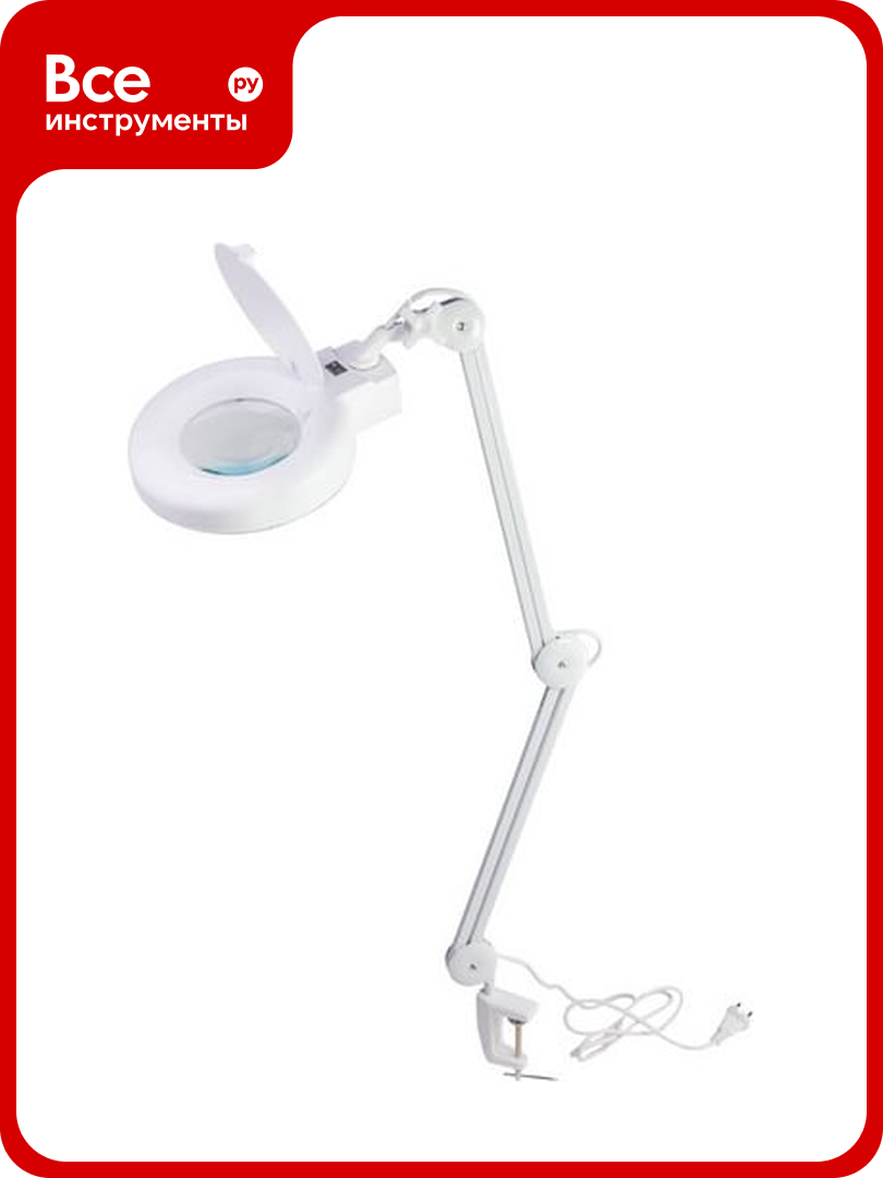 Лупа 8608D 3D Veber 21218, Лупа 8608d 3d veber 21218 — настольная лупа-лампа на металлической струбцине