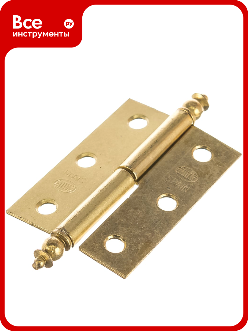 Петля Amig модель 541-50 карточная, съемная, правосторонняя, стальная, латунная отделка, накладной монтаж