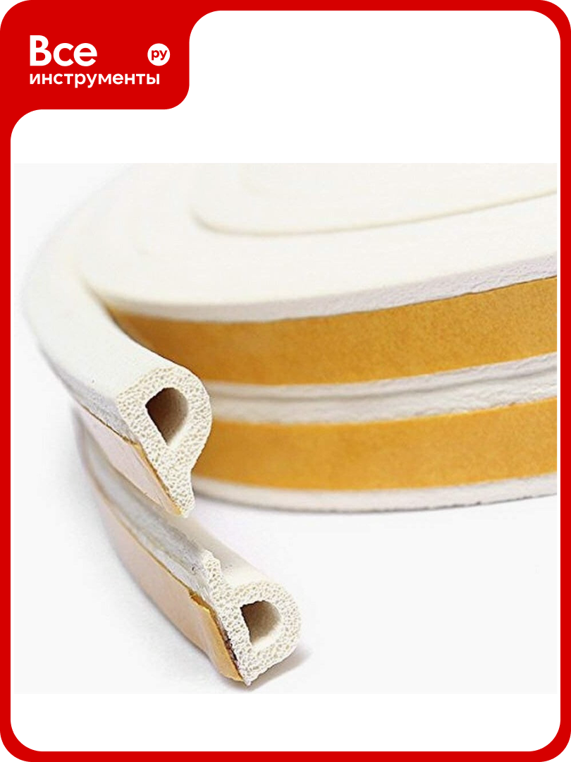 Уплотнитель STARFIX профиль P, белый, прямоугольный профиль из EPDM, для окон и дверей, совместим с деревом, металлом