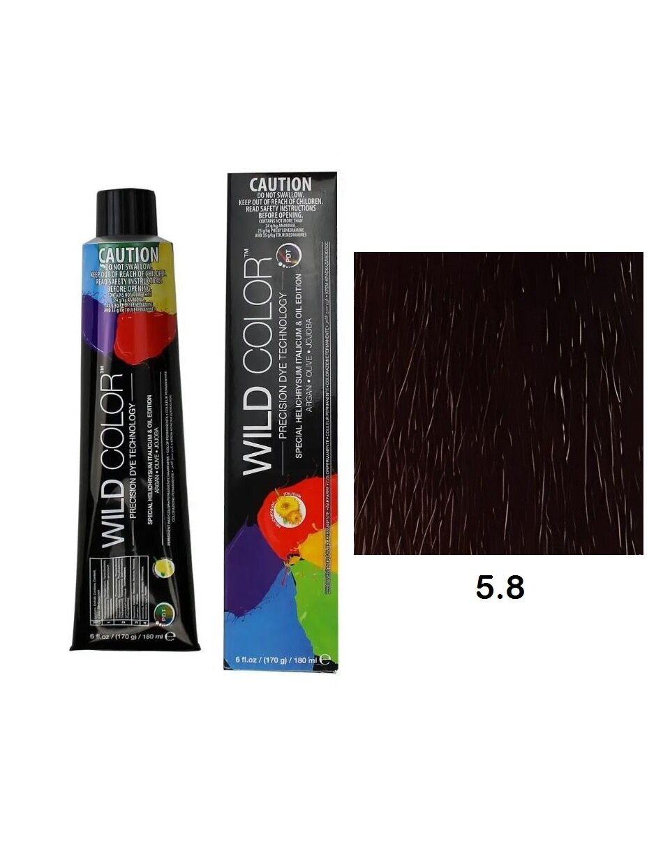 Wild Color Стойкая краска для волос 180 мл - Wild Color 5.8 5WB Светло-каштановый тепло-коричневый
