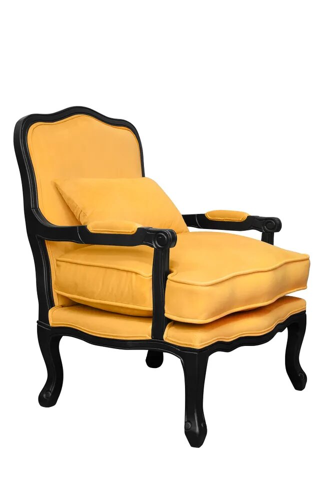 Кресло Mak-Interior "Nitro Yellow v2", из массив дерева c подлокотниками