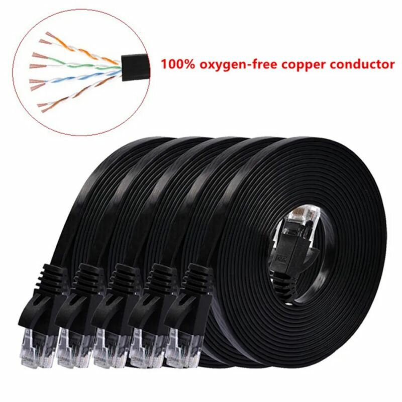 Плоский высокоскоростной кабель Ethernet Cat6, удлинитель локальной сети, витая пара, патч-корд, компьютерный сетевой кабель RJ45, маршрутизатор, интернет-сплиттер