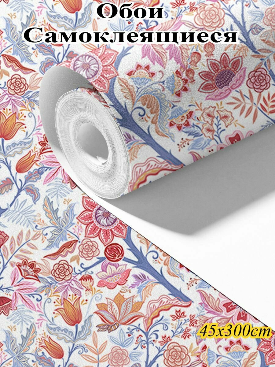 Фотообои "3D", виниловые, самоклеящиеся, 45х300 см, с цветочным узором, влагостойкие