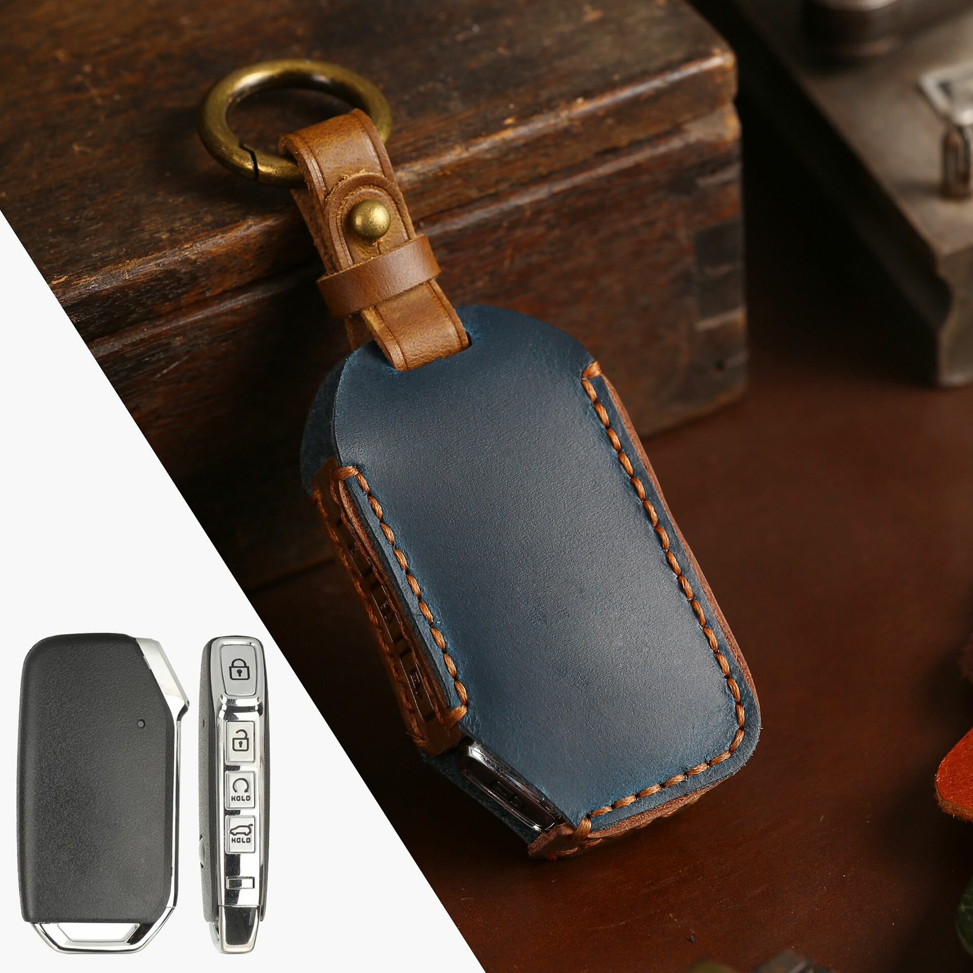 Чехол для автомобильного брелка Kia синий Чехол для автомобильного брелка