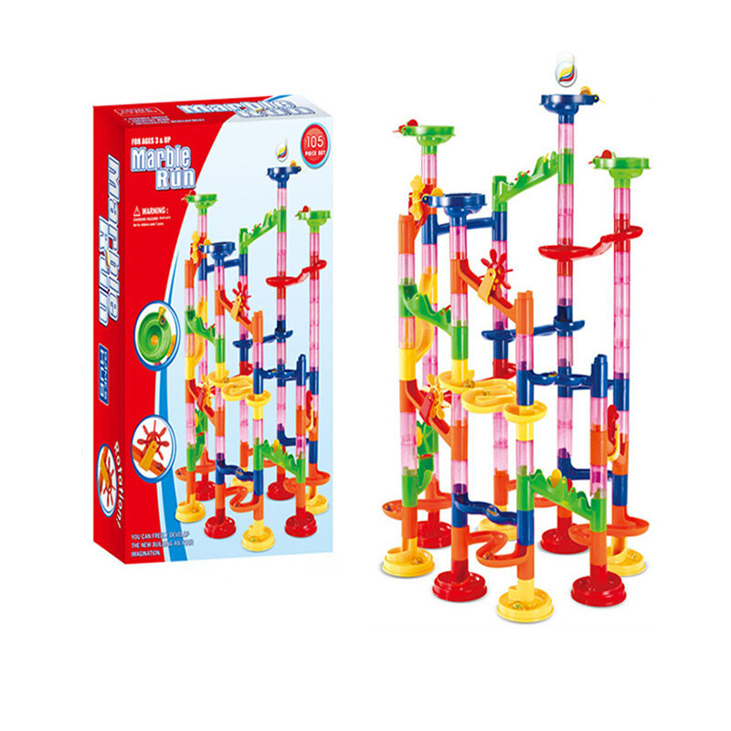 105 шт. DIY строительство мраморный гоночный лабиринт шарики трек строительные блоки детский подарок для ребенка развивающие игрушки