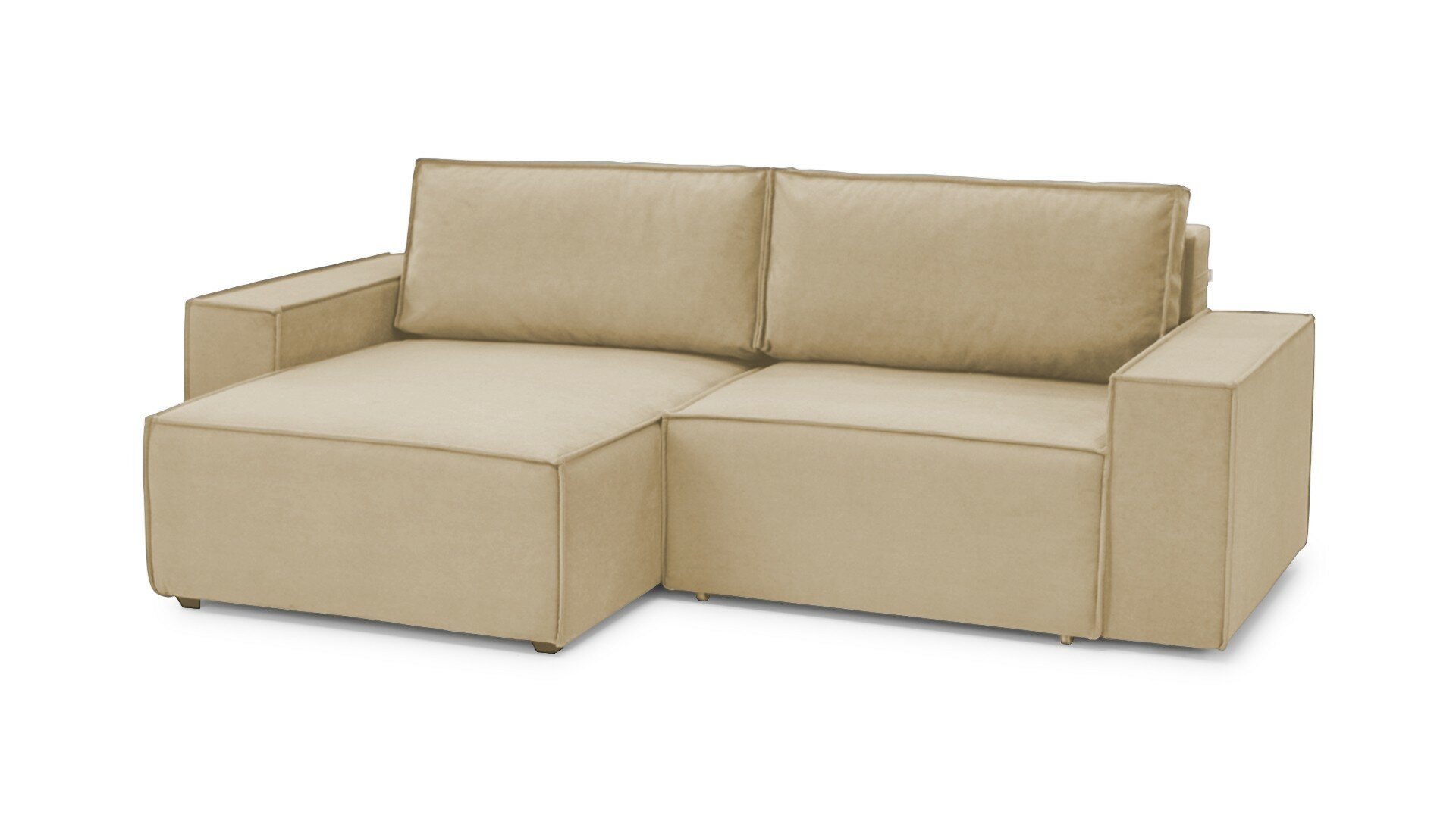 Диван с оттоманкой Софт 2 (малый) Velutto 02 NEW 240x150x80 см, бежевый Велютто, еврокнижка GOODFORM