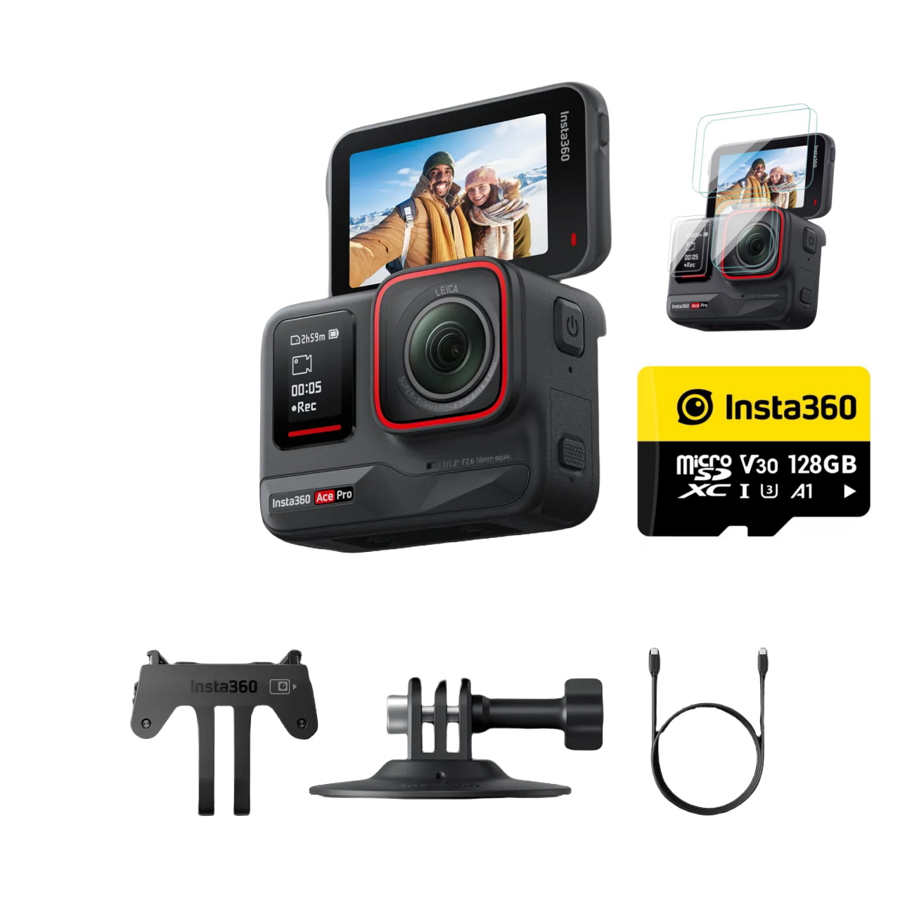 Экшн-камера Insta360 Ace Pro Standard Bundle с картой памяти 128 ГБ