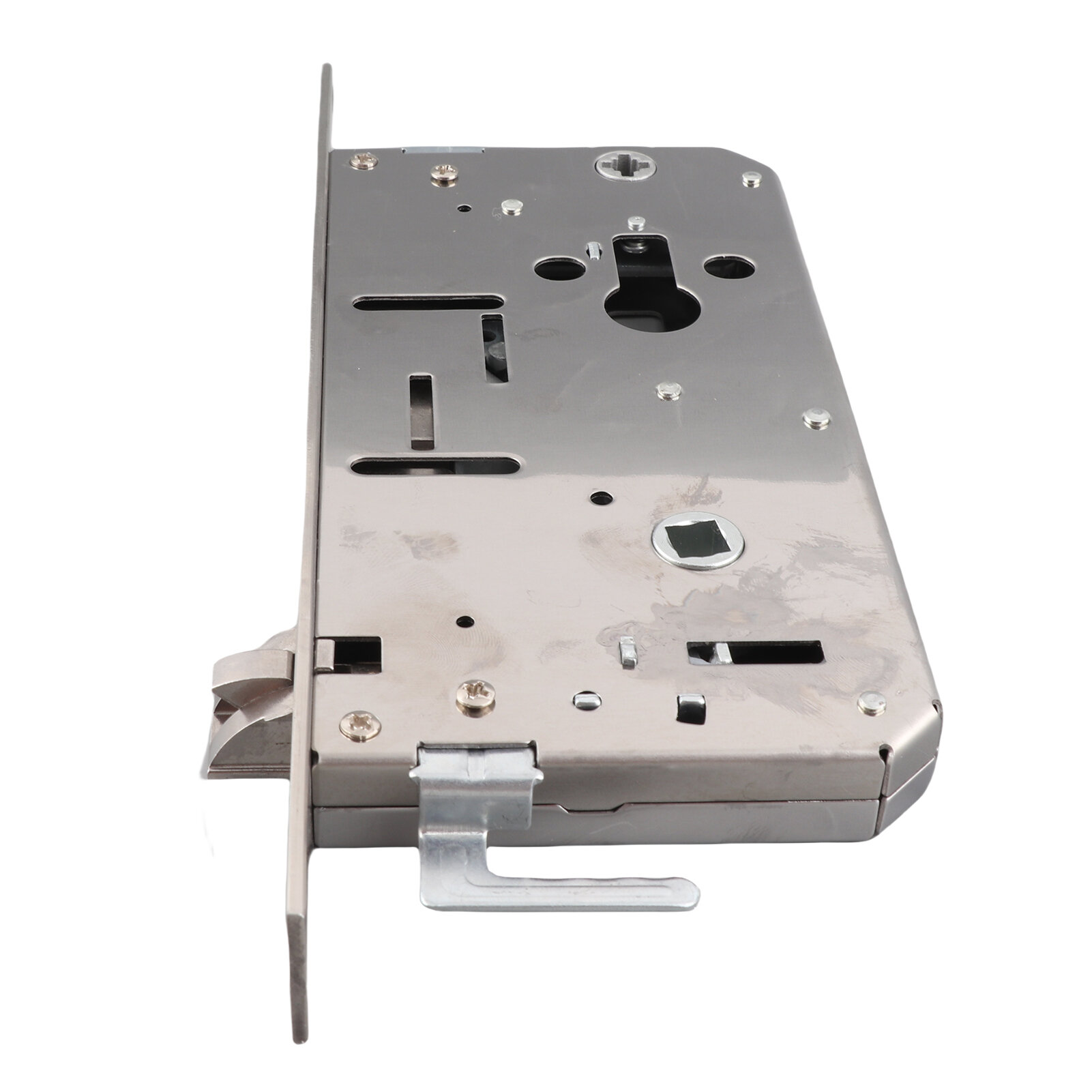 Блок замка безопасности из стали SUS, 2 отверстия, антивандальный, универсальный для входных дверей, карданированный замок для аксессуаров смарт-дверей, размер 24x240x90 мм, вес 675,00 г, в комплект входят 1 блок замка и 4 винта