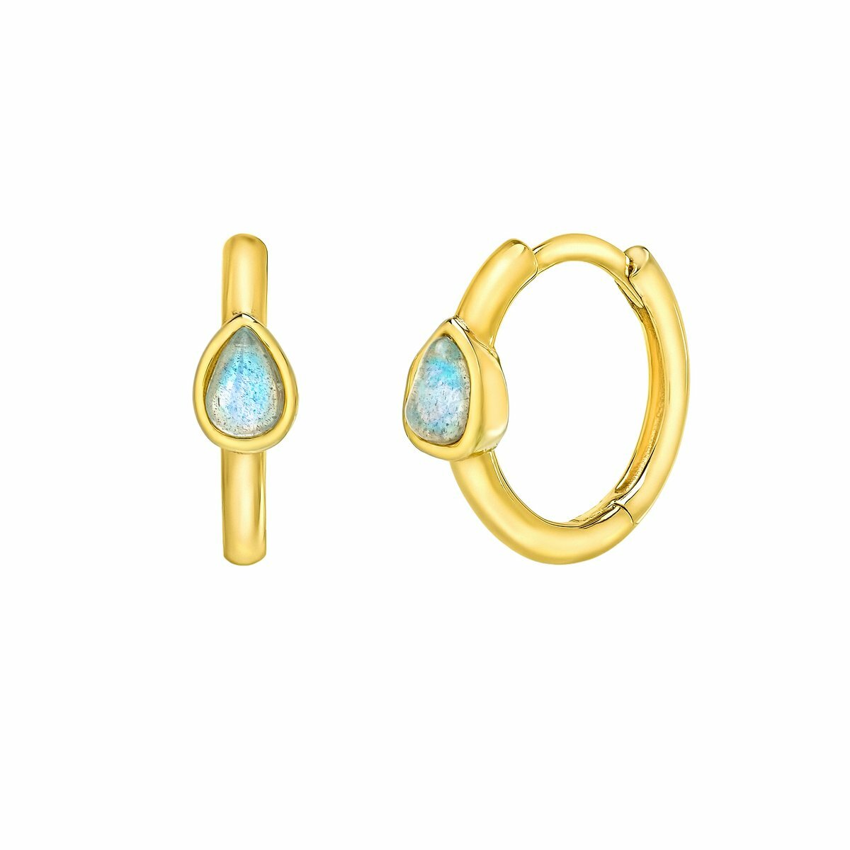 Серьги конго, серебро, 925 проба, золочение, лабрадорит