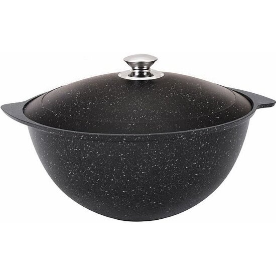 Казан Kukmara Темный мрамор для плова, 6 л, с крышкой, антипригарный (кмт65а)