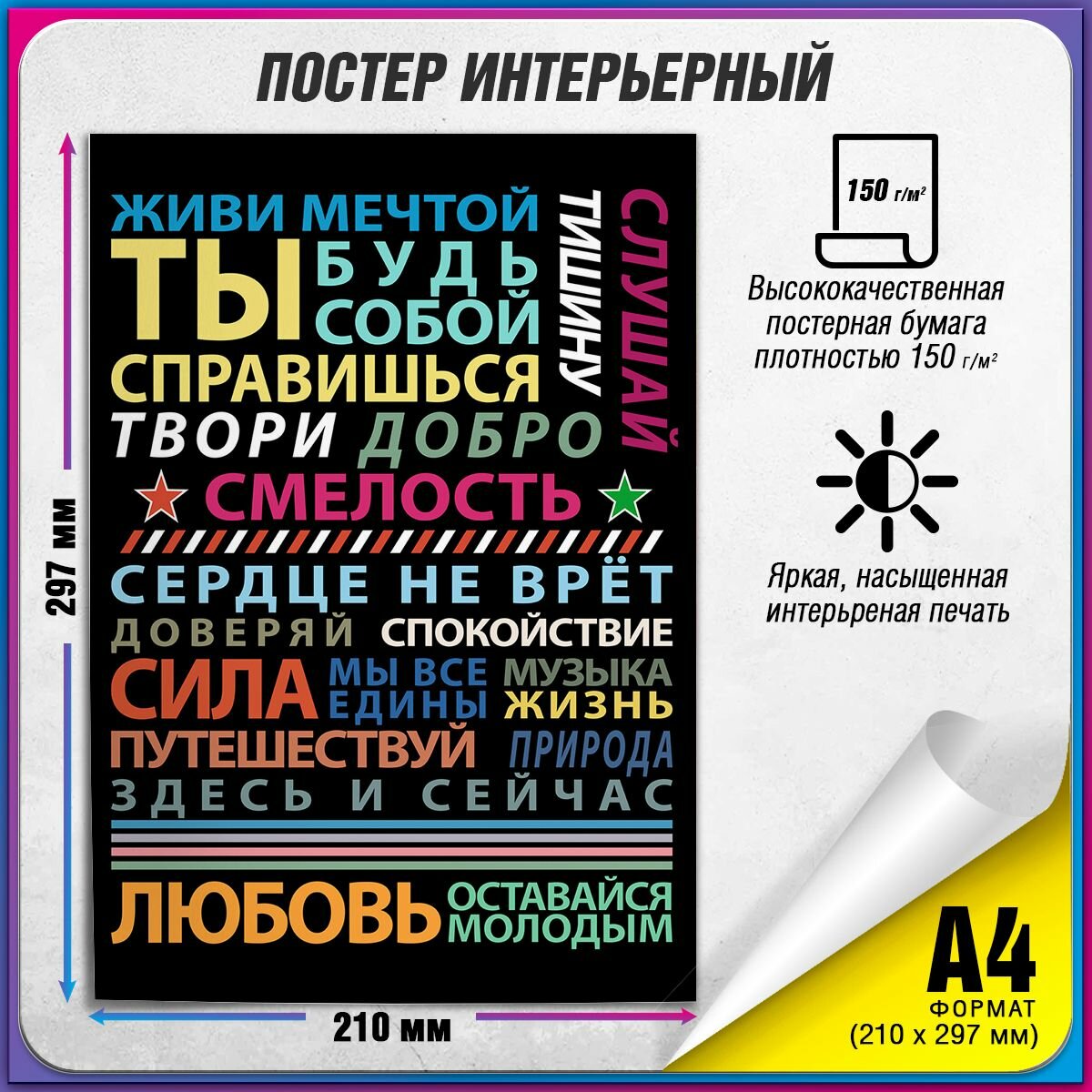 Интерьерный мотивационный постер / Плакат-мотиватор / А-4 (21x30 см.)