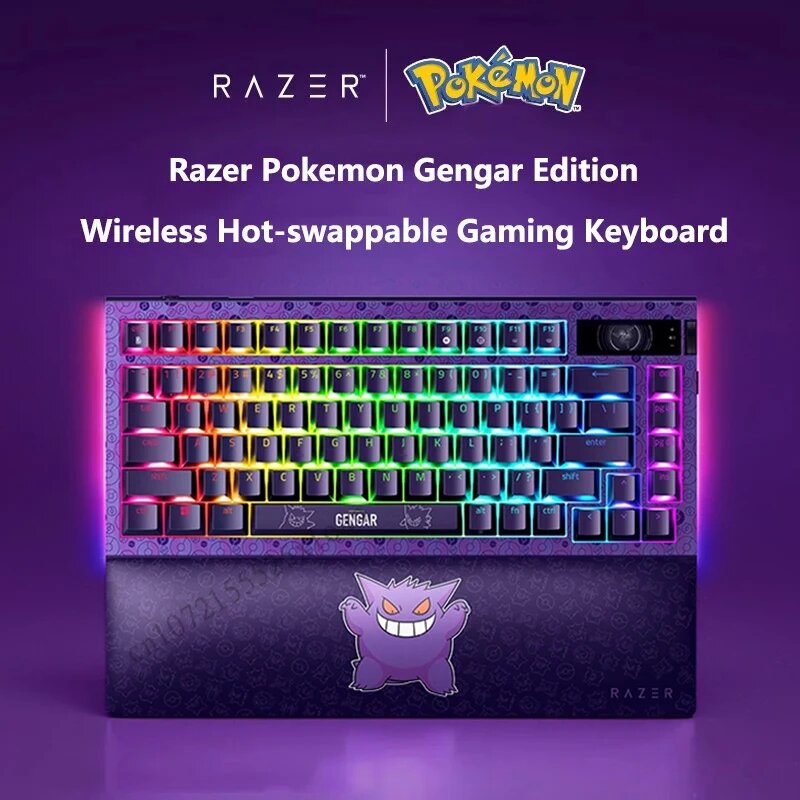 Razer Pokemon Gengar Edition BlackWidow V4 Pro 75% беспроводная механическая клавиатура