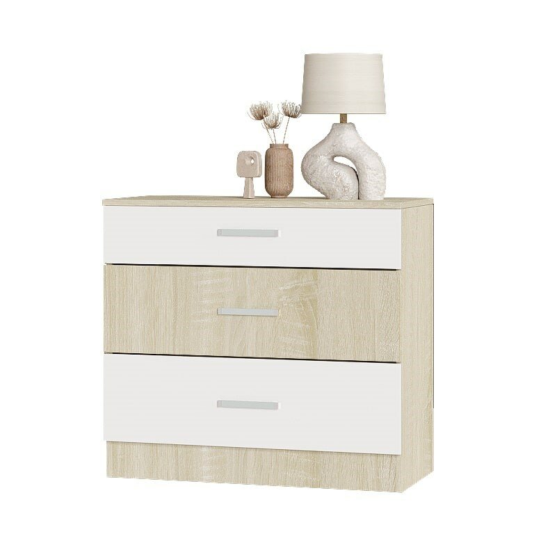 ВНК мебель Комод Бари Дуб сонома/Белый Белый