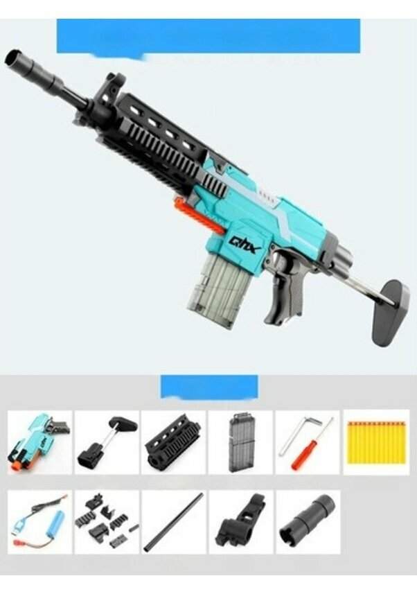 Электропневматический пистолет M416 с мягкими пулями, ручной, 3362, светло-голубой, для мальчиков от 12 лет из «Истории игрушек»