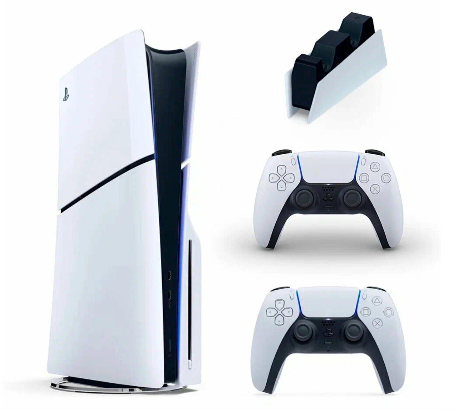 Игровая приставка Sony PlayStation 5 Slim, 1ТБ(с дисководом), Два геймпада + Зарядная станция + европереходник