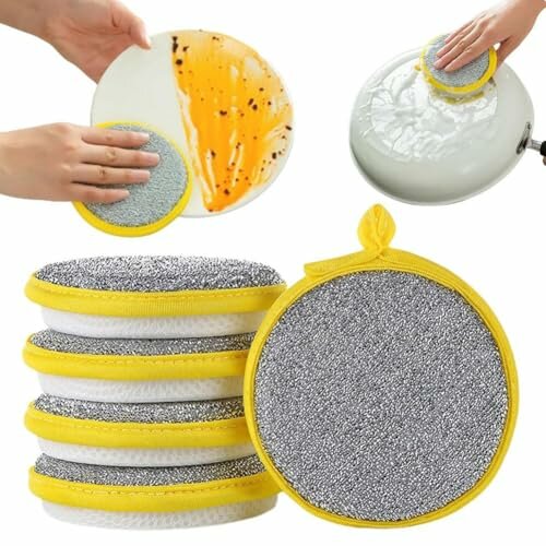 Губки кухонные Губка для мытья посуды посуды, влажной и сухой уборки, не царапает, грубые скребки Боковая антипригарная посуда, мягкая скребок из микрофибры