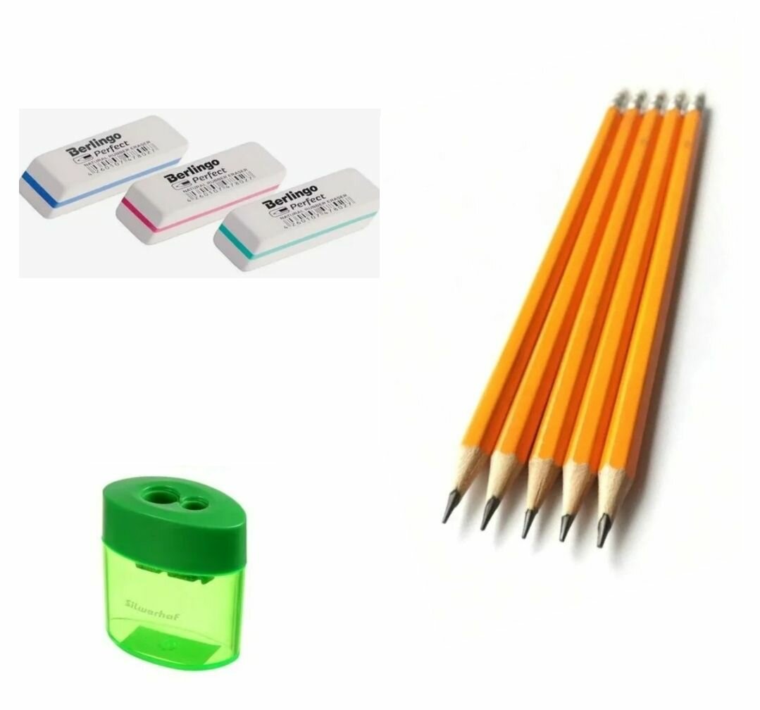 Точилка для карандашей ( в наборе ластик + Карандаши простые )