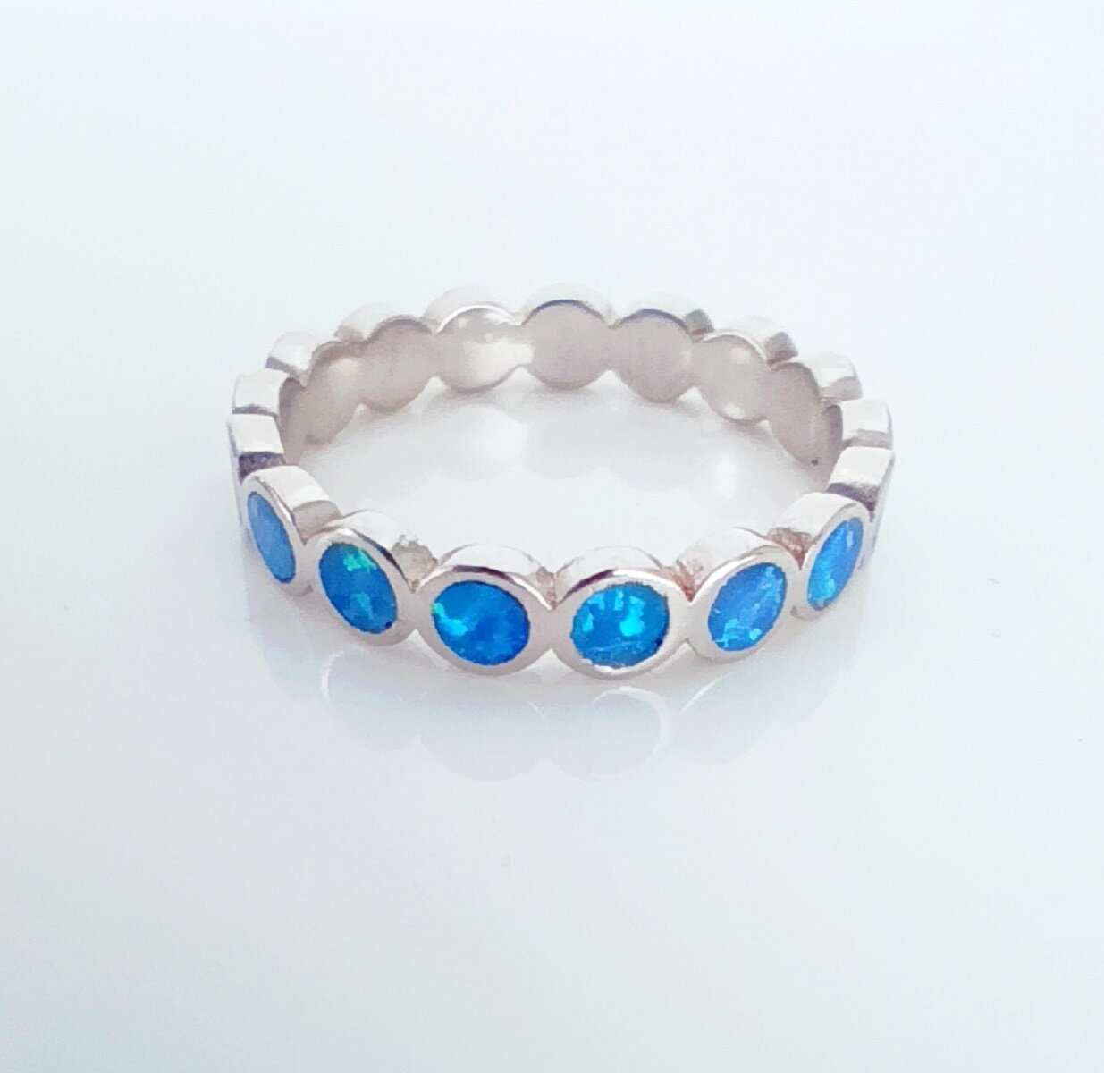 Кольцо дорожка, серебро, 925 проба, родирование, опал синтетический