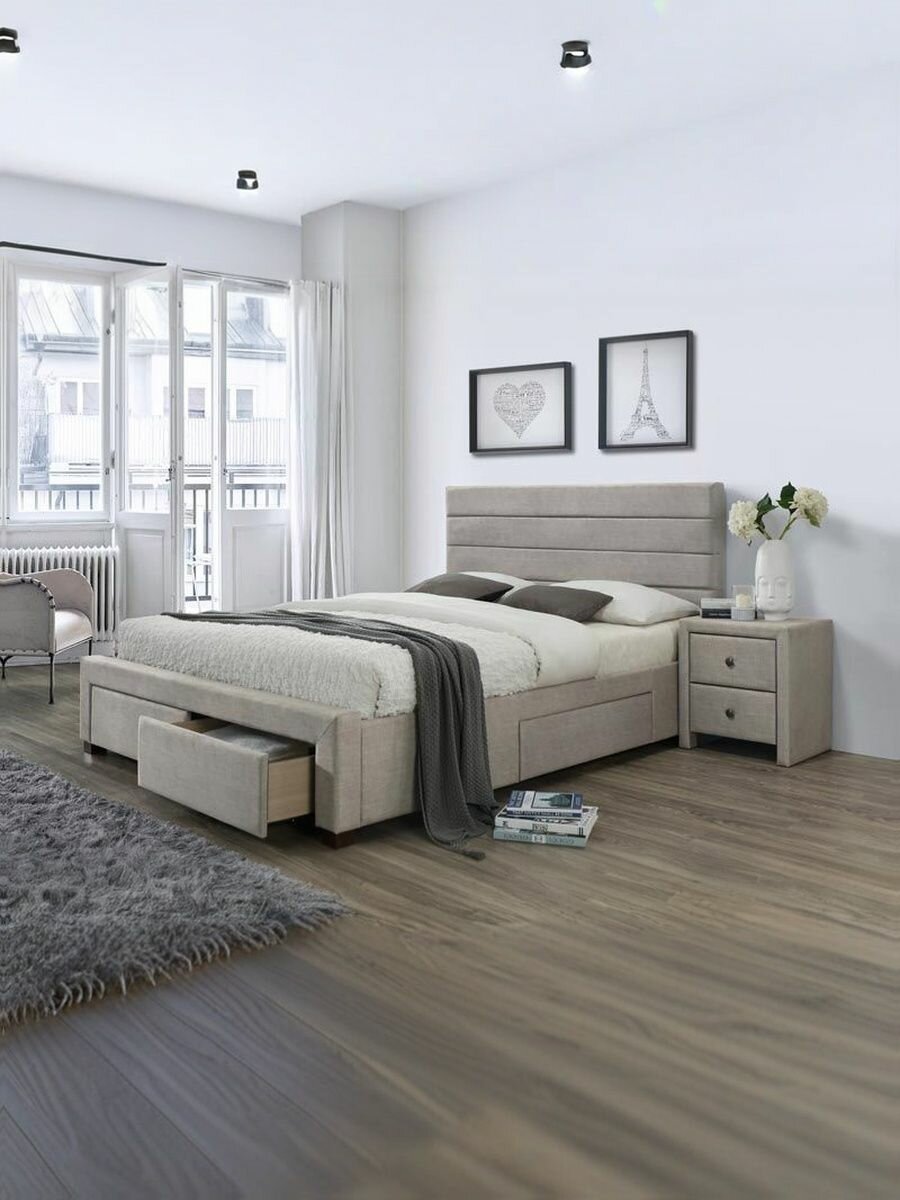 Кровать HALMAR KAYLEON бежевый, 160/200