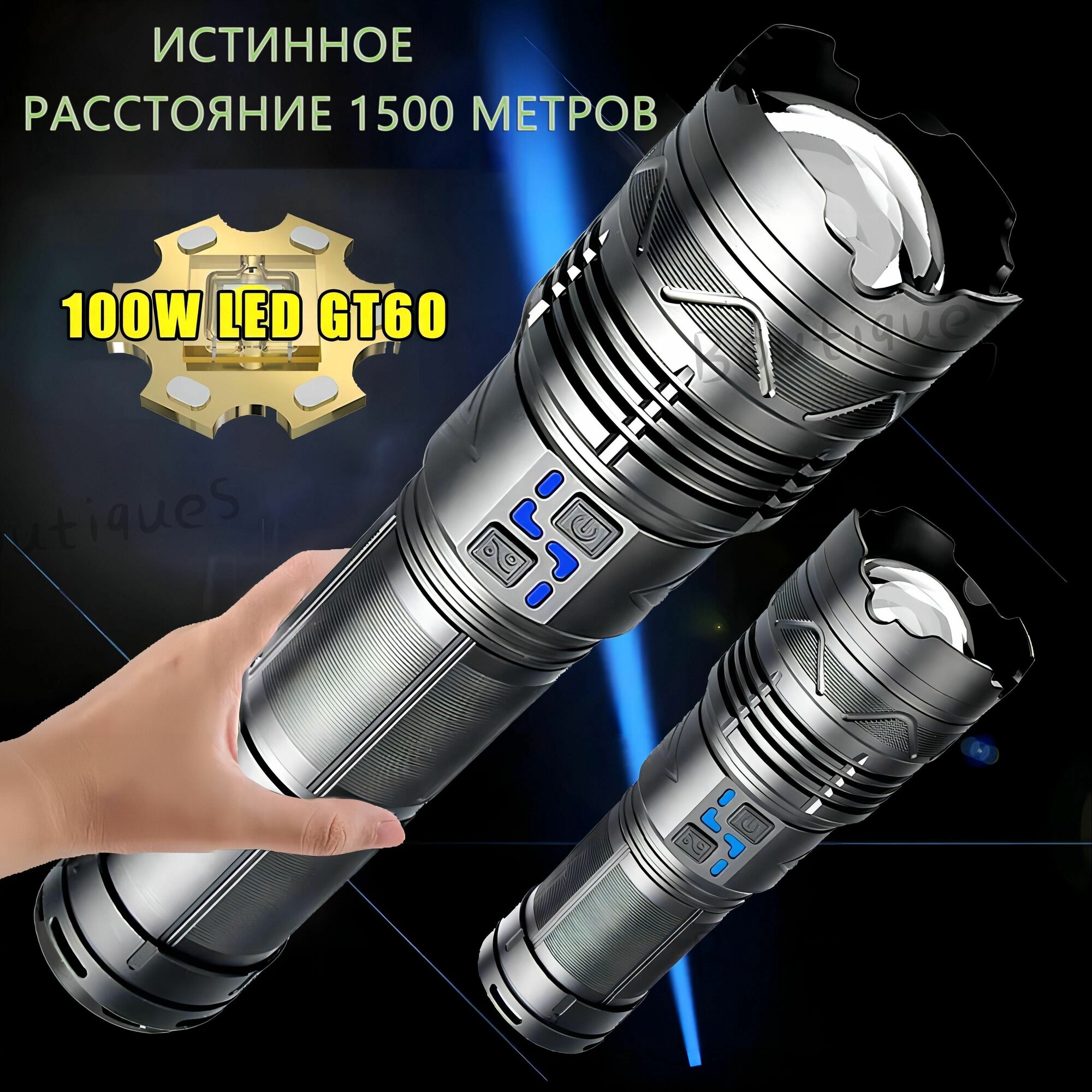 Лазерный светодиодный фонарик мощностью 100 Вт, перезаряжаемый мощный фонарик Type-c